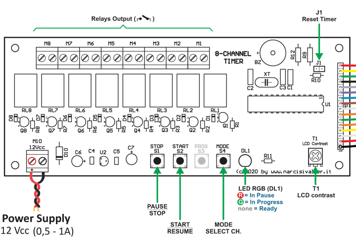 8-Channel Sequential Timer - Timer Sequenziale a 8 canali