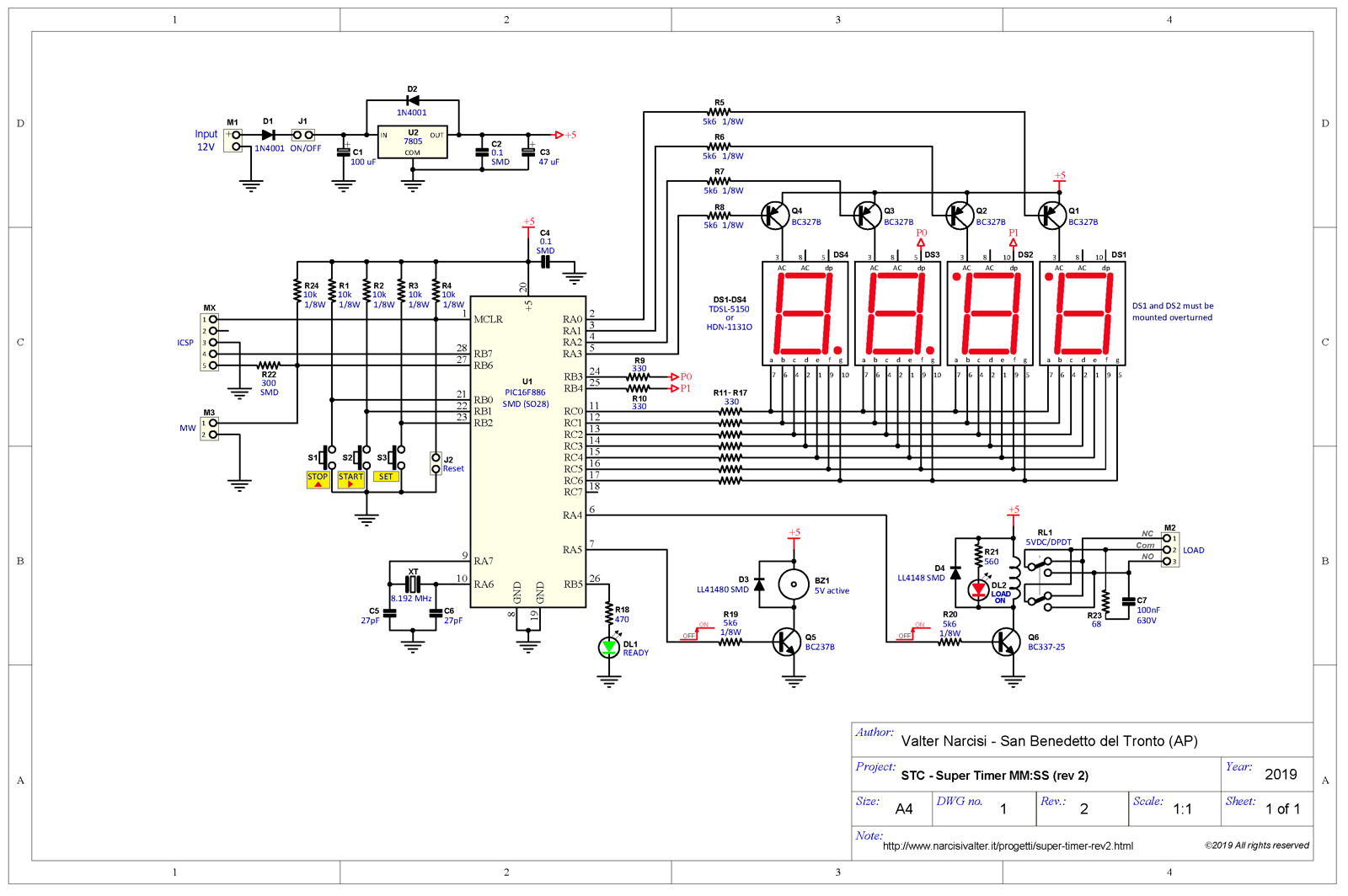 Super Timer Digitale MM:SS per Bromografo e Darkroom (rev2)